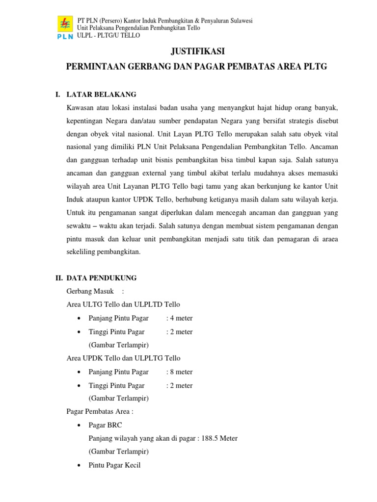 Permintaan Pagar dan Gerbang PLTG Tello | PDF | Sains & Matematika
