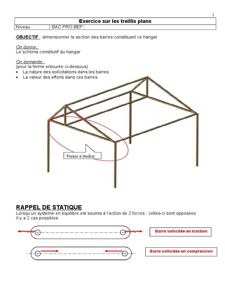 Exercices Corrigés sur Treillis Plans | PDF | Treillis (assemblage ...