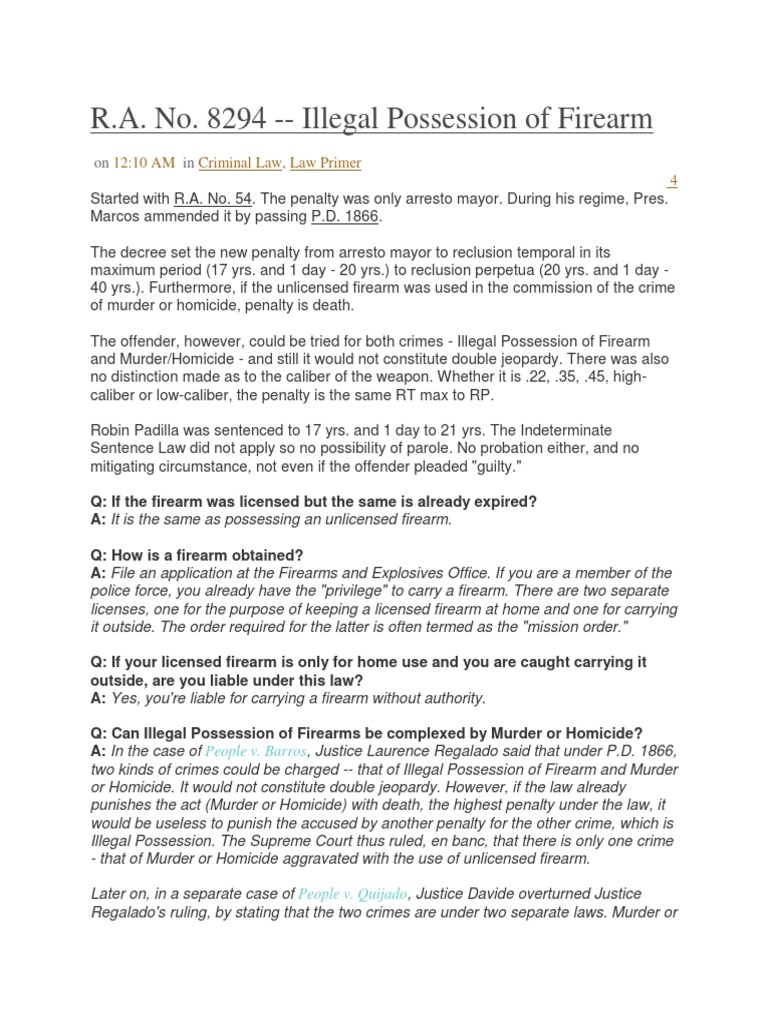 Ra 8294 Faqs | PDF | Murder | Crime & Violence