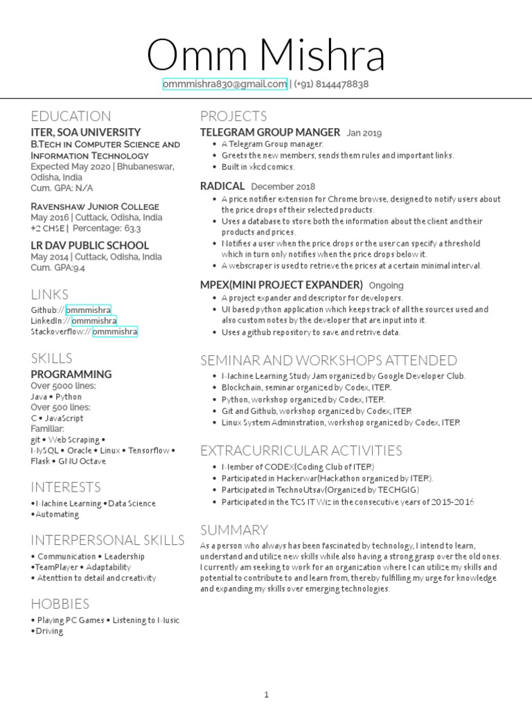 Omm Mishra: Education Projects | PDF | Information Technology Management | Areas Of Computer Science