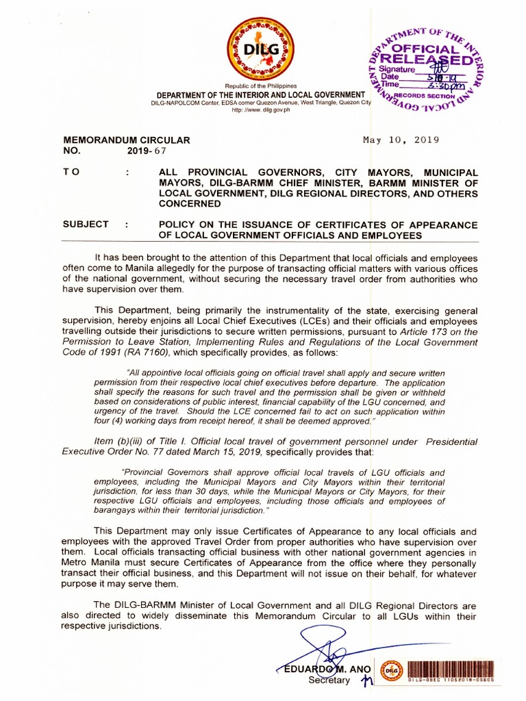 Dilg Memocircular 2019515 1fc35d0bc4 | PDF