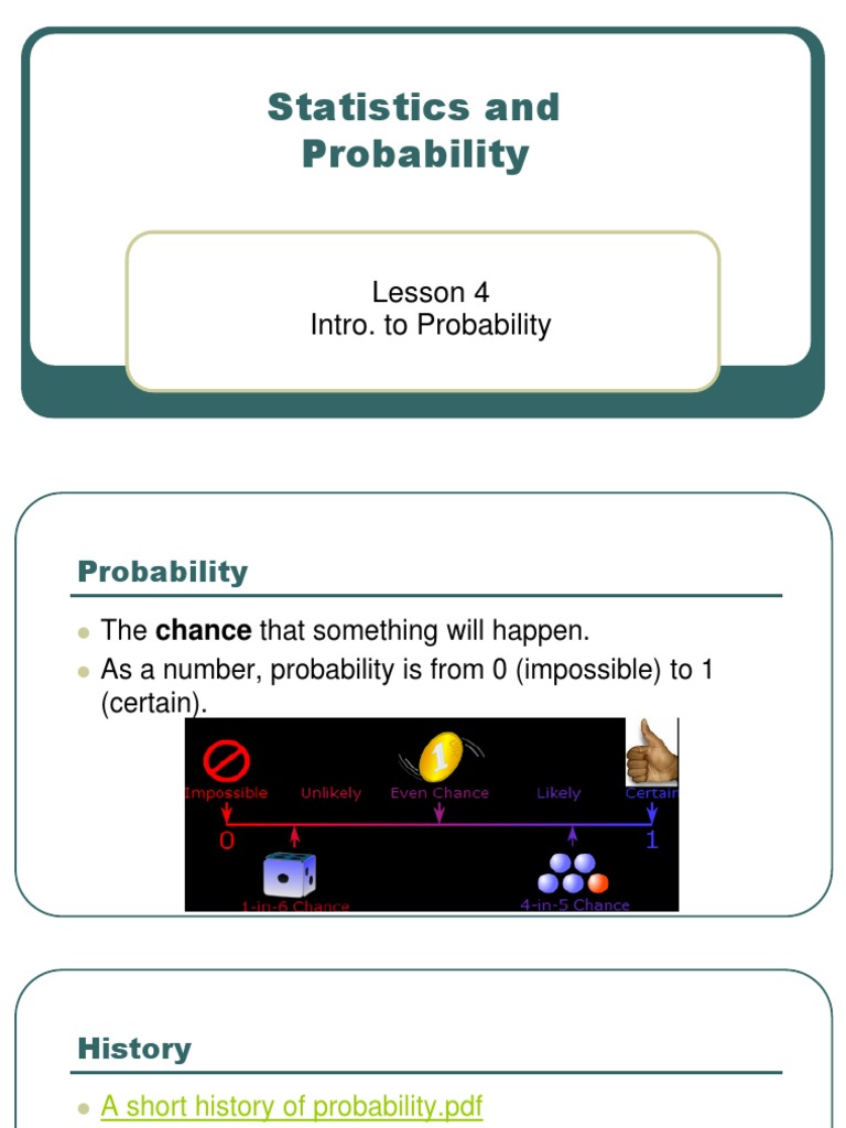 Lesson 4 Probability | PDF | Probability | Experiment