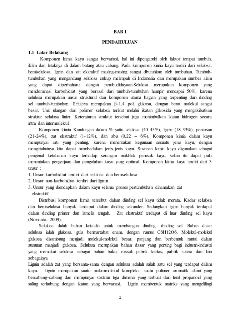 Laporan Kimia Kayu Kel 4 (Bab1-5) .1111112 Benar12 | PDF
