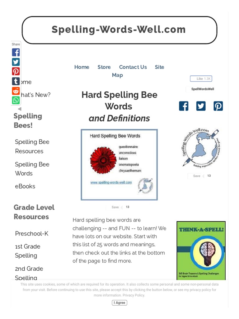 Hard Spelling Bee Words | PDF | Internet Privacy | Privacy Policy