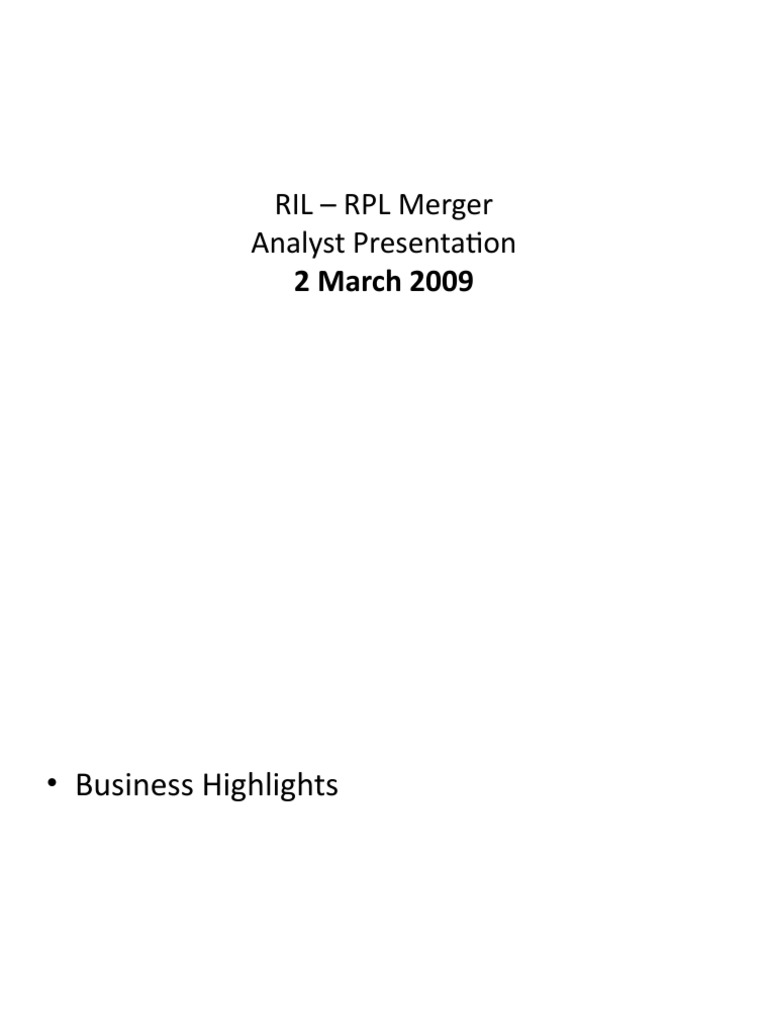 RIL - RPL Merger | PDF | Oil Refinery | Mergers And Acquisitions