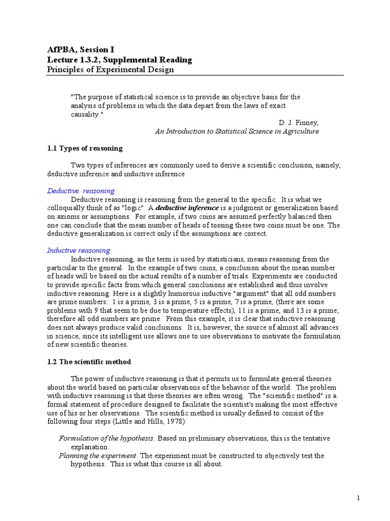 Principles of Experimental Design Explained | PDF | Experiment | Normal ...