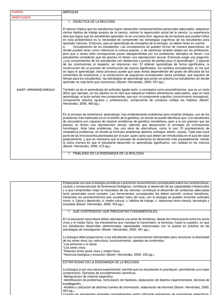 Enrique Banet | PDF | Aprendizaje | Biología