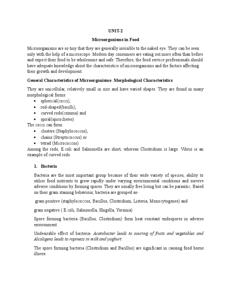 UNIT-2 Microorganisms in Food: Alcaligens Leads To Ropiness in Milk and ...
