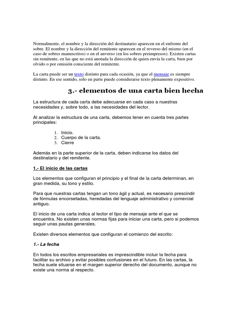 Elementos de Una Carta y Sus Partes | Descargar gratis PDF | Epístola ...