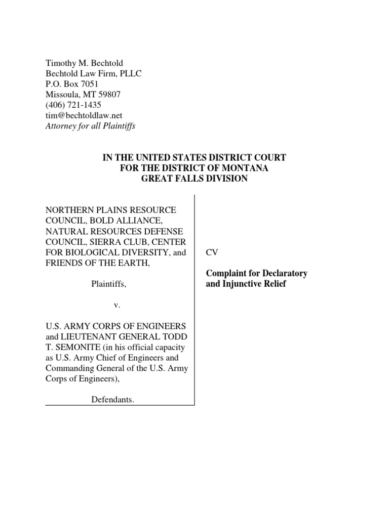 Complaint For Declaratory and Injunctive Relief | PDF | National Environmental Policy Act ...