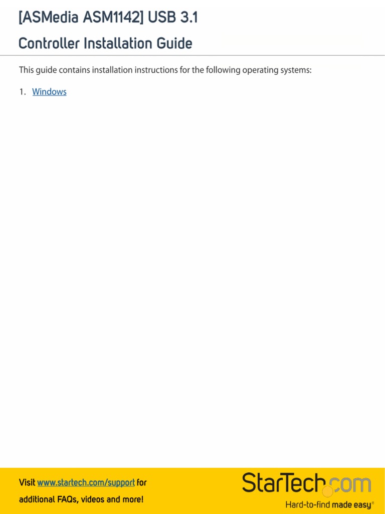 ASMedia ASM1142 USB 3.1 Windows Installation Guide | PDF