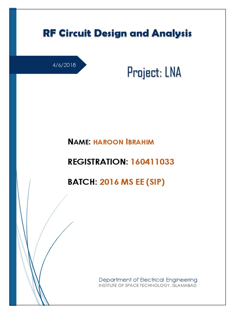 Haroon Ibrahim Project LNA | PDF | Amplifier | Analog To Digital Converter