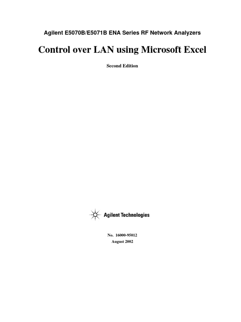 Control Over LAN Using Microsoft Excel: Agilent E5070B/E5071B ENA ...