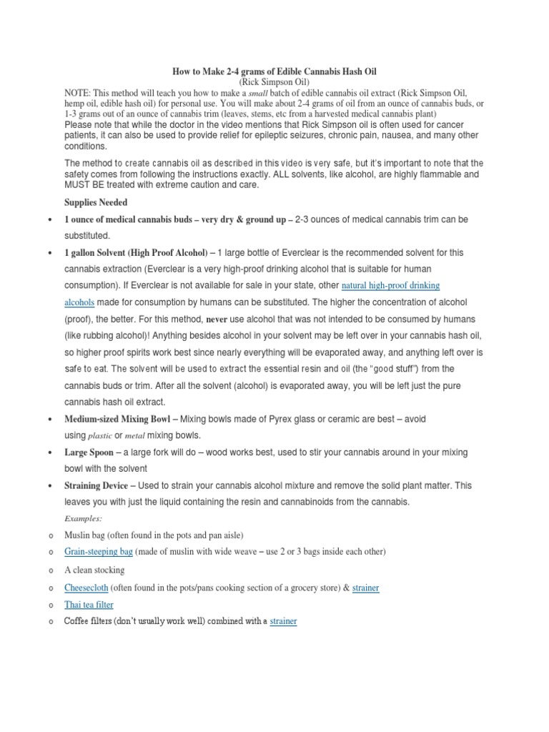 RSO How To Make 2 | PDF | Cannabis (Drug) | Stove