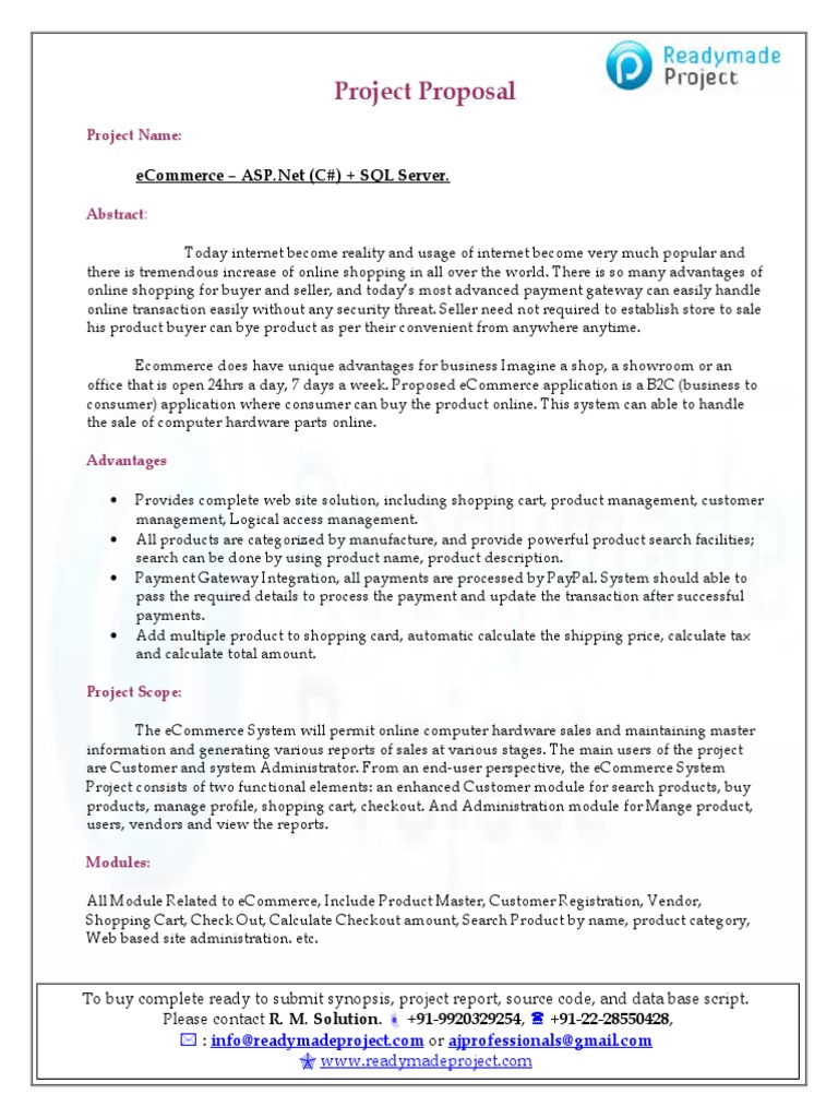 Comm Project Proposal | Download Free PDF | Databases | E Commerce