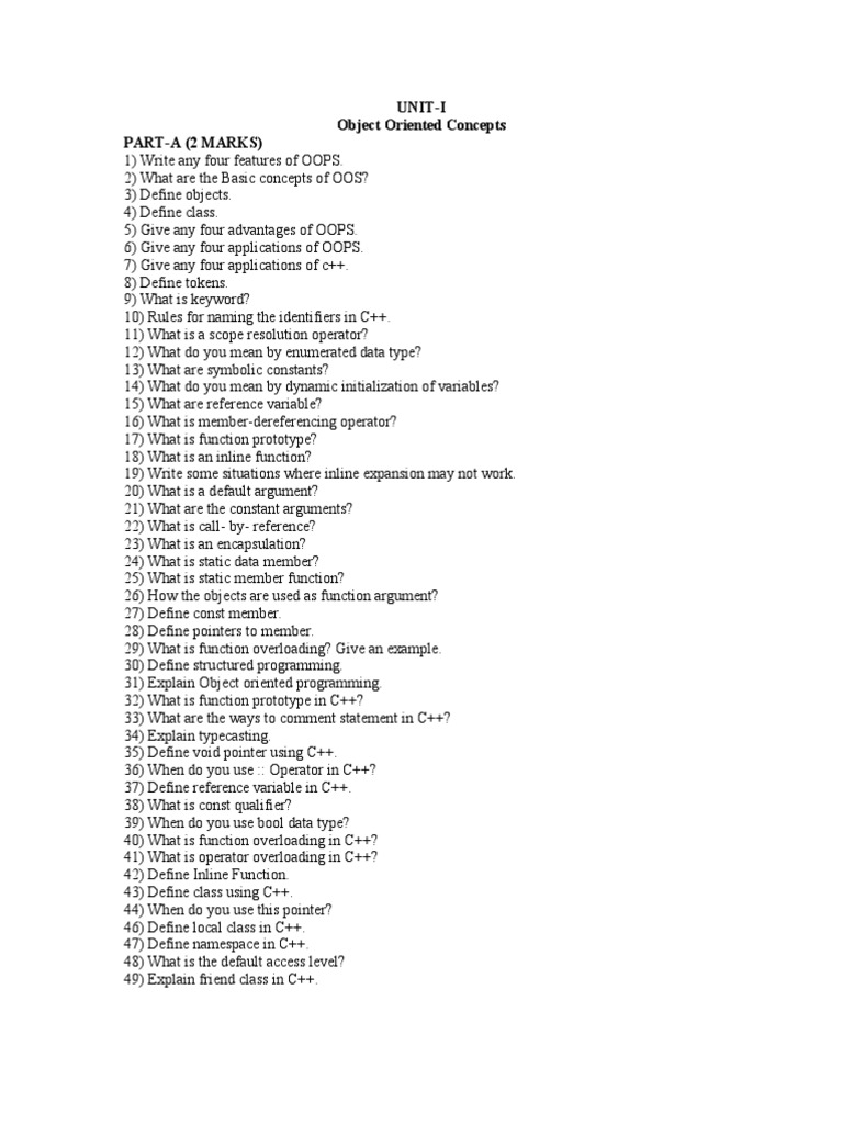 Question Bank Oops Pdf C Constructor Object Oriented Programming 3936
