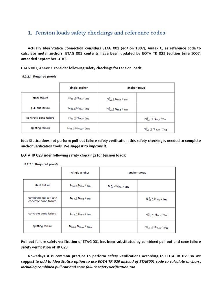 Tension Loads Safety Checkings and Reference Codes | PDF | Software ...