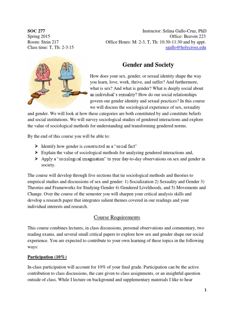 Understanding Gender Through Sociological Analysis: A Syllabus for SOC ...