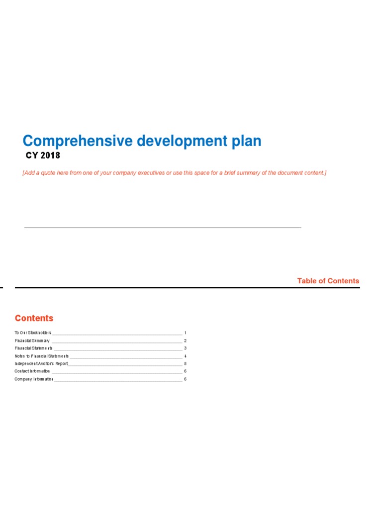 Comprehensive Development Plan | PDF | Auditor's Report | Income Statement