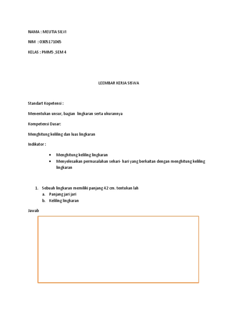 Contoh LKPD Matematika SMP | PDF