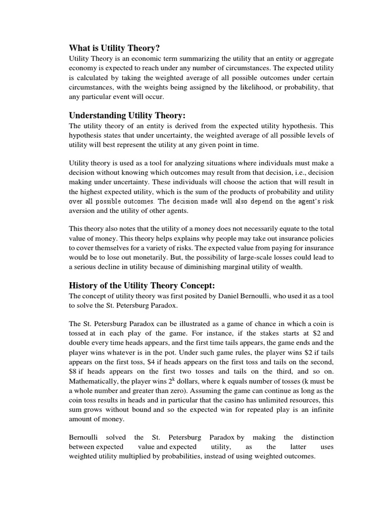 What Is Utility Theory | PDF | Utility | Economic Theories