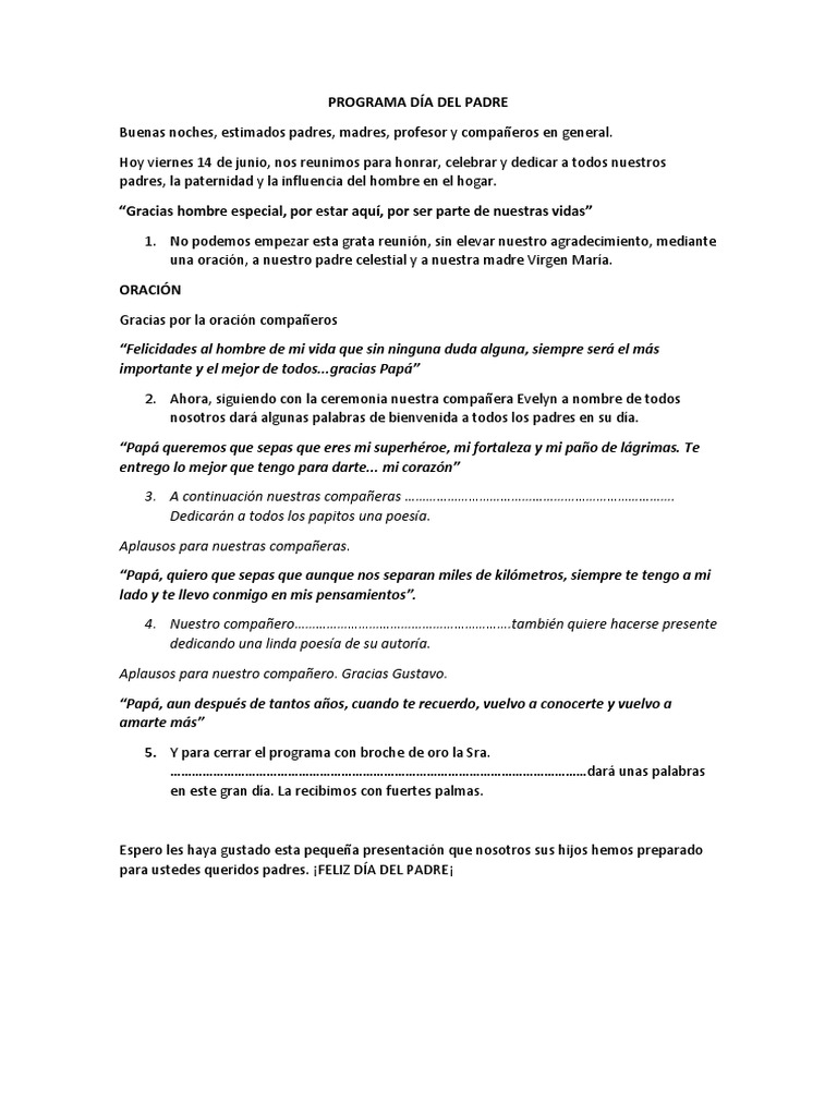 Programa Dia Del Padre | PDF