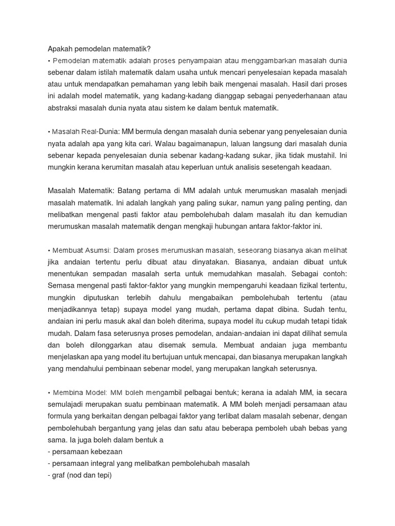 Apakah Pemodelan Matematik | PDF