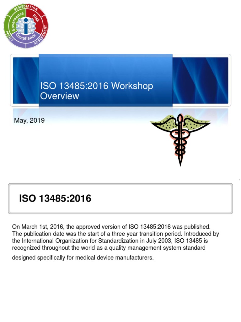 ISO 13485 Workshop Overview | PDF | Quality Management System | Medical ...