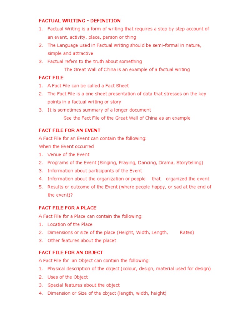 Factual Writing - Definition | PDF | Politics | Foreign Language Studies