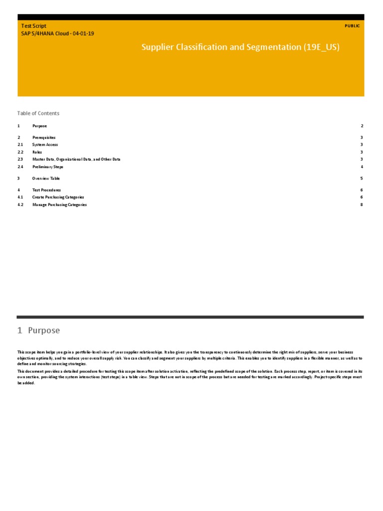 19E S4CLD1902 Supplier Classification and Segmentation | PDF | Supply ...