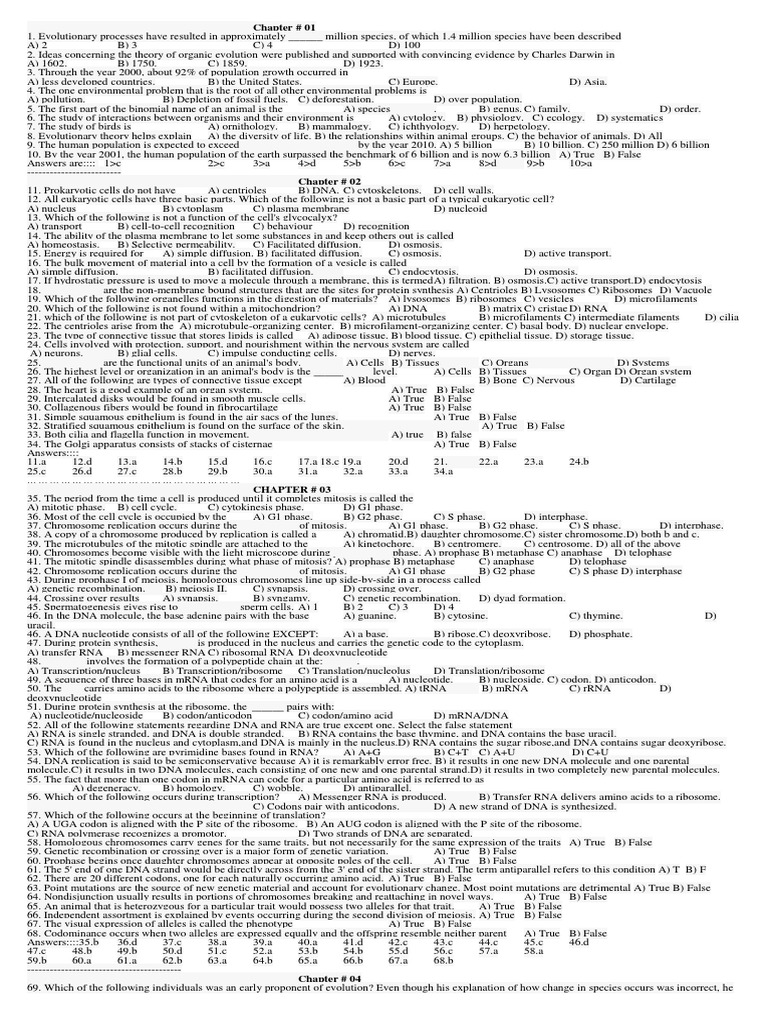 Zoology Mcqs | PDF | Mitosis | Rna