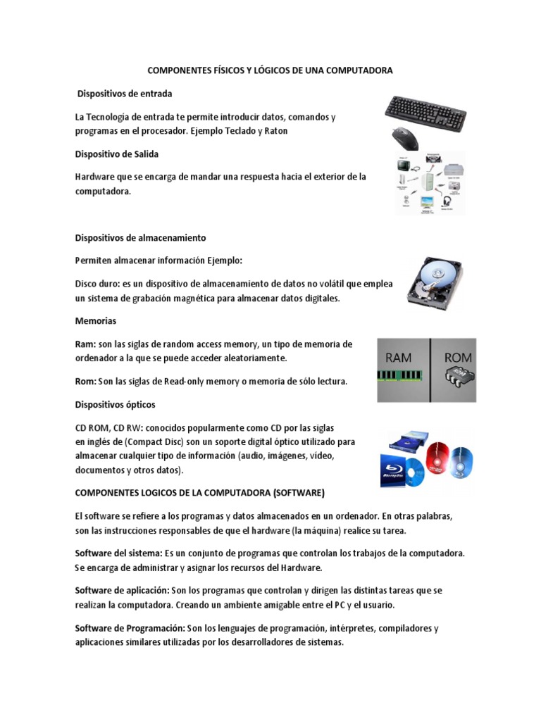 Componentes Físicos y Lógicos de Una Computadora | PDF Componentes Físicos y Lógicos de Una Computadora | PDF