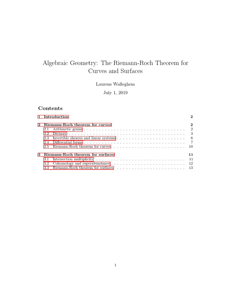 Riemann Roch Theorem2019 | PDF | Ring (Mathematics) | Curve