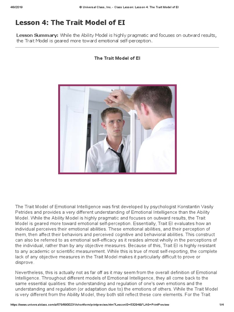 The Trait Model of EI | PDF | Emotional Intelligence | Emotions