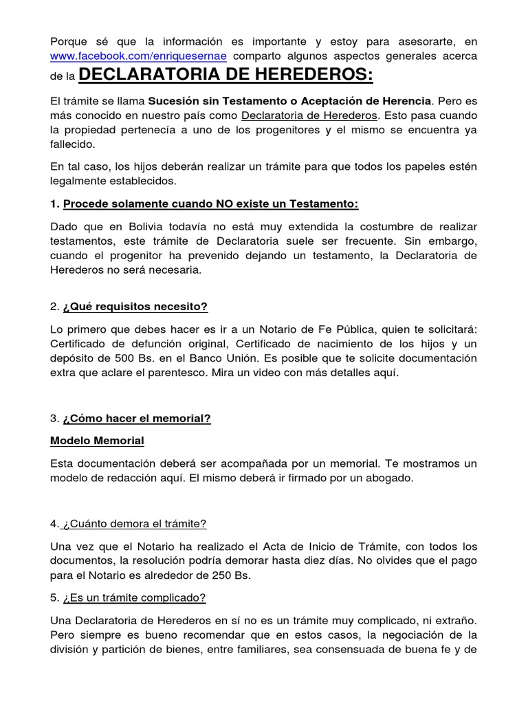 Declaratoria de Herederos | PDF | Información del gobierno | Justicia
