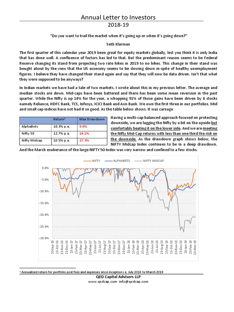 QED Capital Advisors LLP Annual Letter 2018 19 PDF | PDF | Active ...