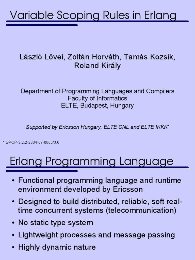 Icai07 Erlang Slides Pdf Scope Computer Science Variable Computer Science