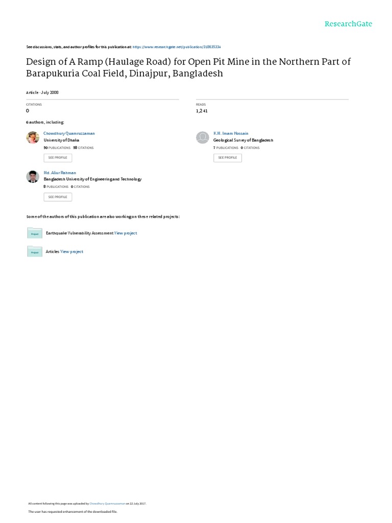 Design of A Ramp (Haulage Road) For Open Pit Mine in The Northern Part ...