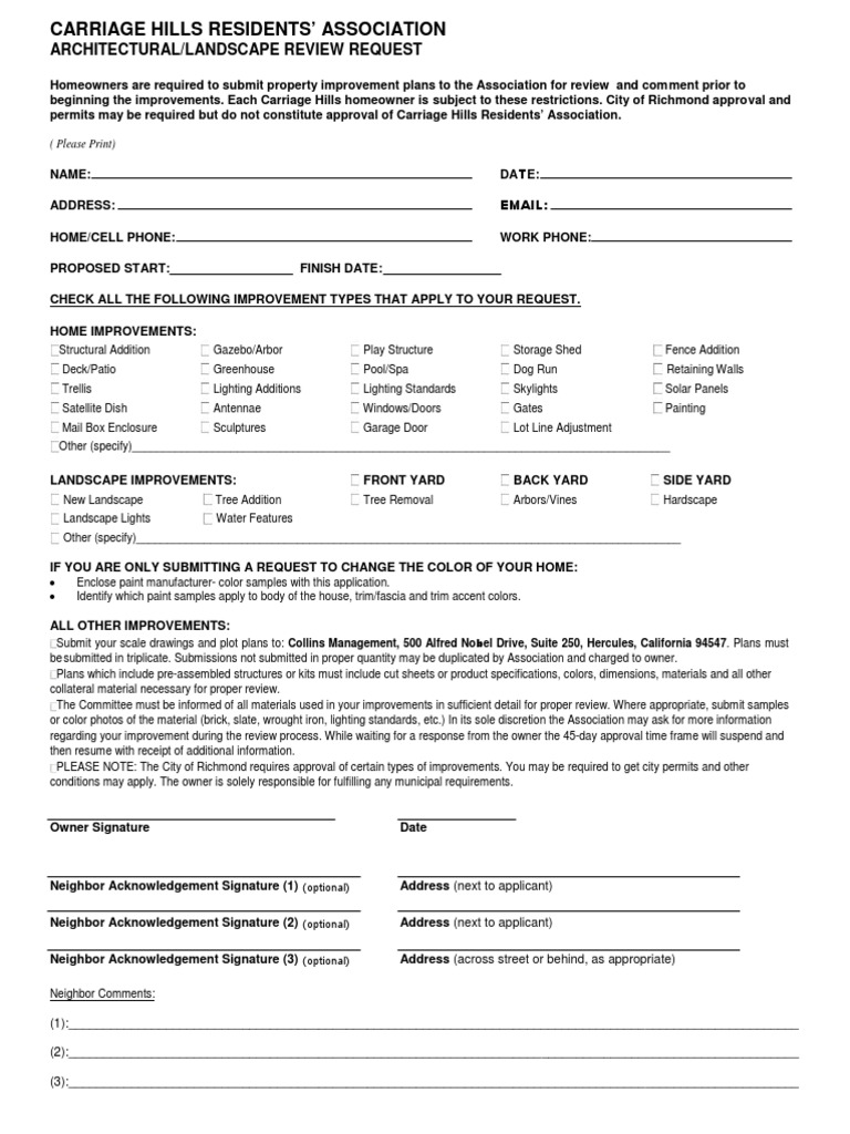 CHRA - Fillable Arch App-Use | PDF