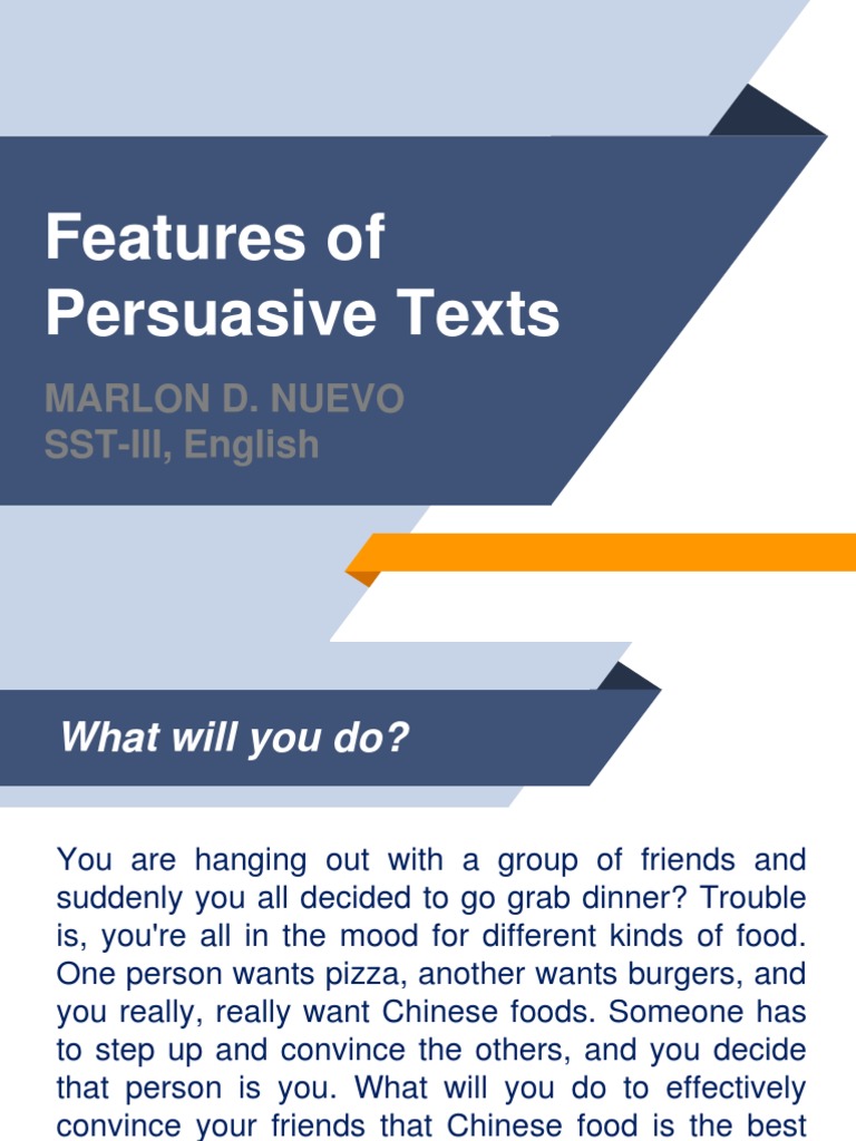 Features of Persuasive Texts | PDF | Word | Verb