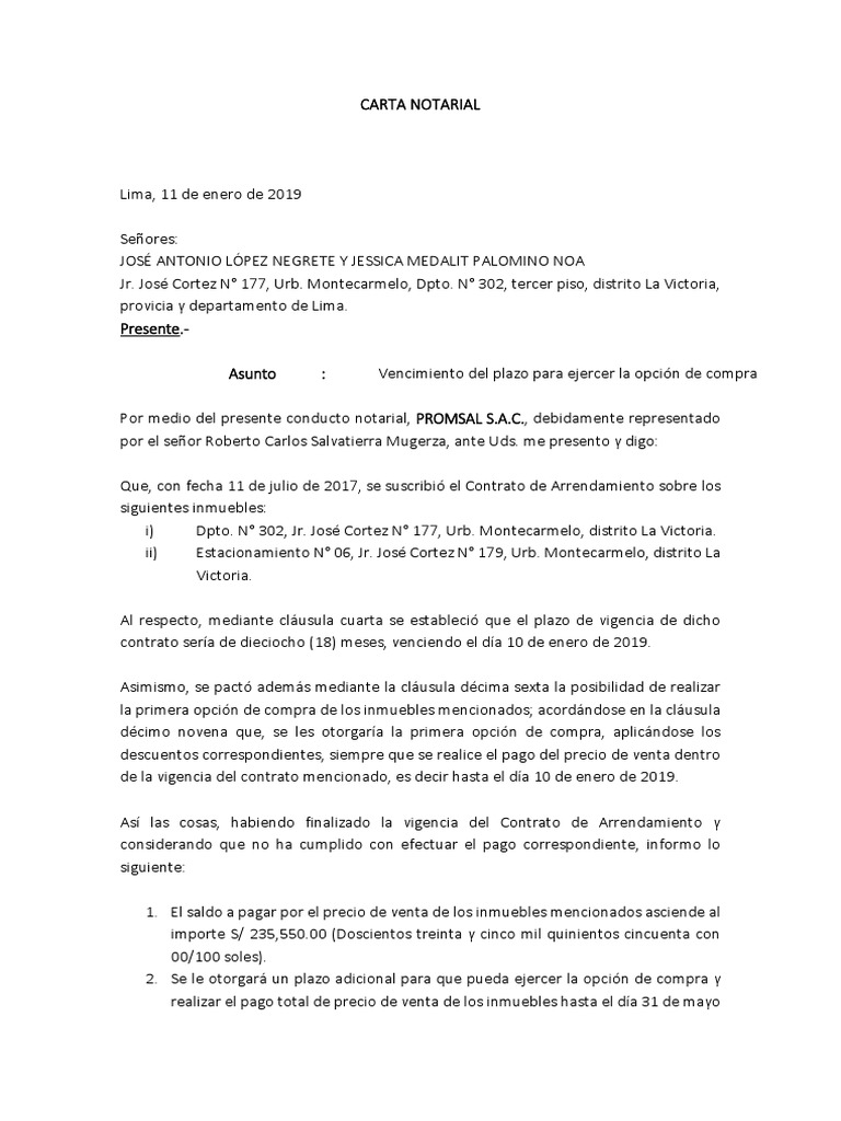 Modelo de Carta Notarial | PDF | Gobierno | Business