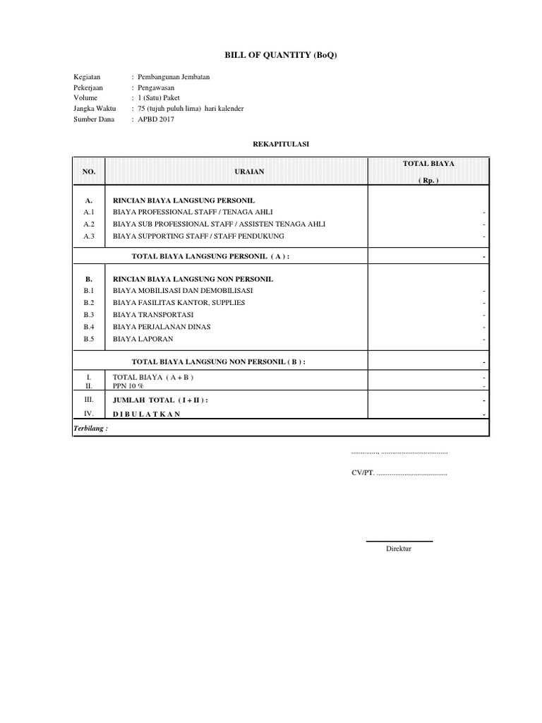 BOQ Pengawasan (Box Culvert) | PDF