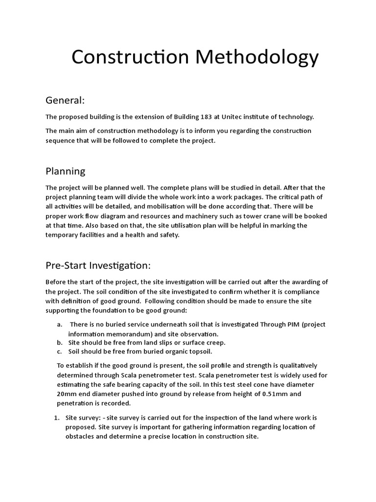 Construction Methodology for the Extension of Building 183 at Unitec ...
