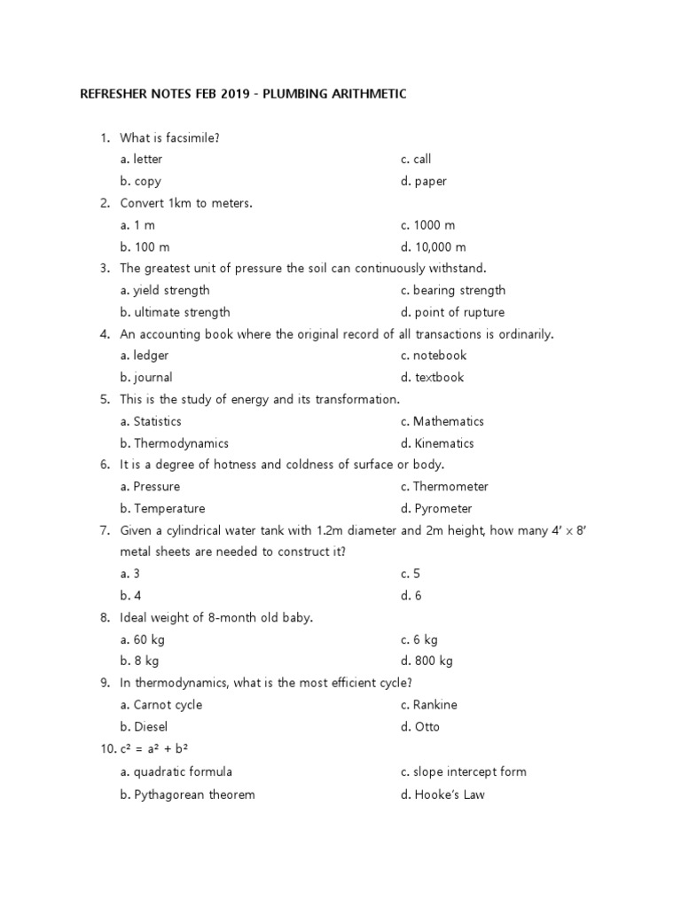 Plumbing Arithmetic Refresher Notes | PDF | Present Value | Interest
