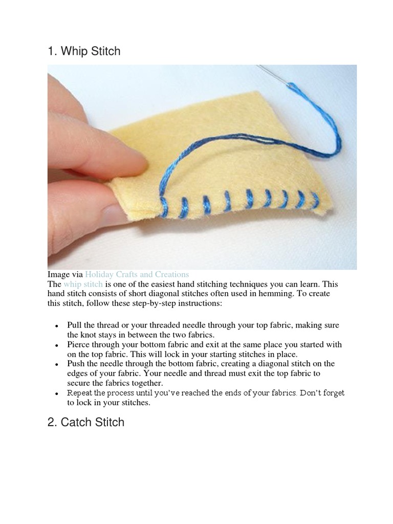 Basic Hand Stitches | PDF | Sewing | Seam (Sewing)