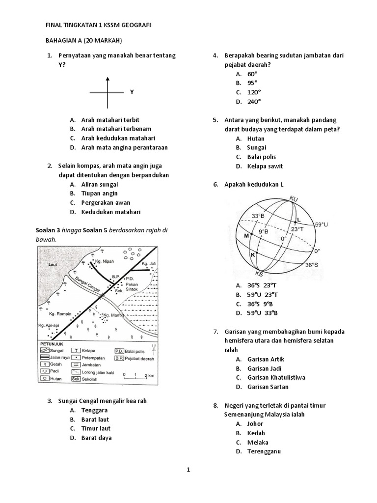 Soalan Final Geo KSSM Ting 1 2017 | PDF
