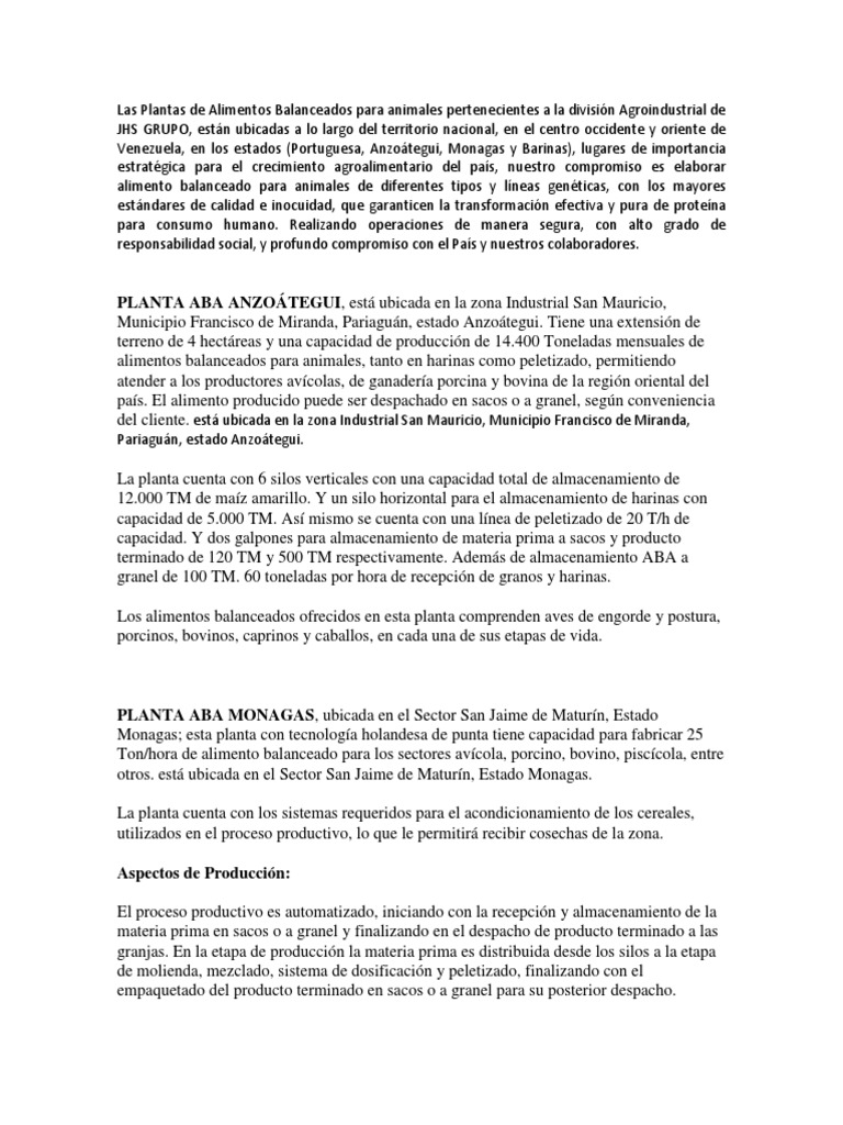 Planta ABA Portuguesa | PDF | Cereales | Alimentos