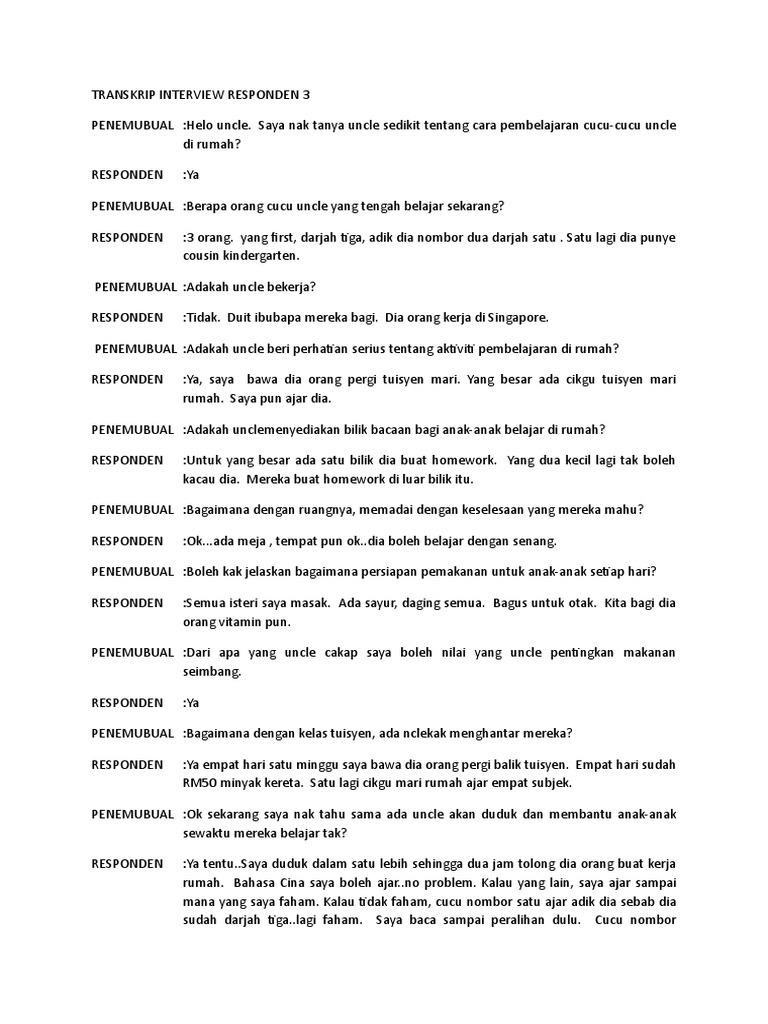 Transkrip Interview Chinese | PDF