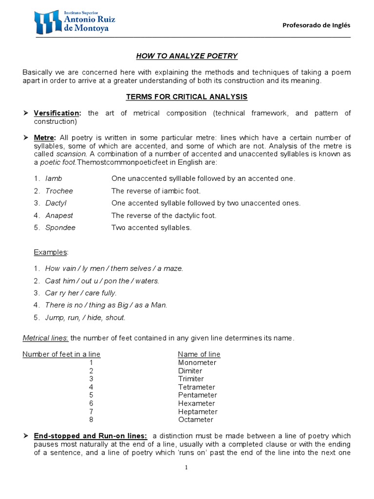 How To Analyze Poetry | PDF | Metre (Poetry) | Sonnets