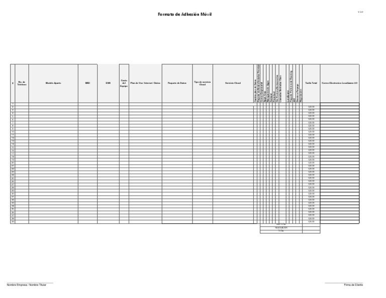 Formato de Adhesion para Imprimir | PDF | Telecomunicaciones | Informática y tecnología de la ...